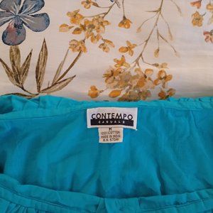 Contempo | Tops | New Womens Contempo Casuals Blue Bohemian Button Down ...